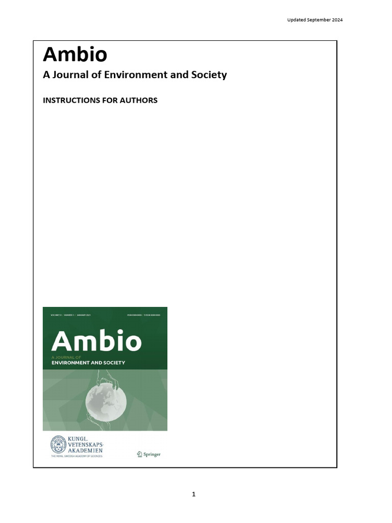Ambio Instructions For Authors - September 2024 | PDF | Open Access ...