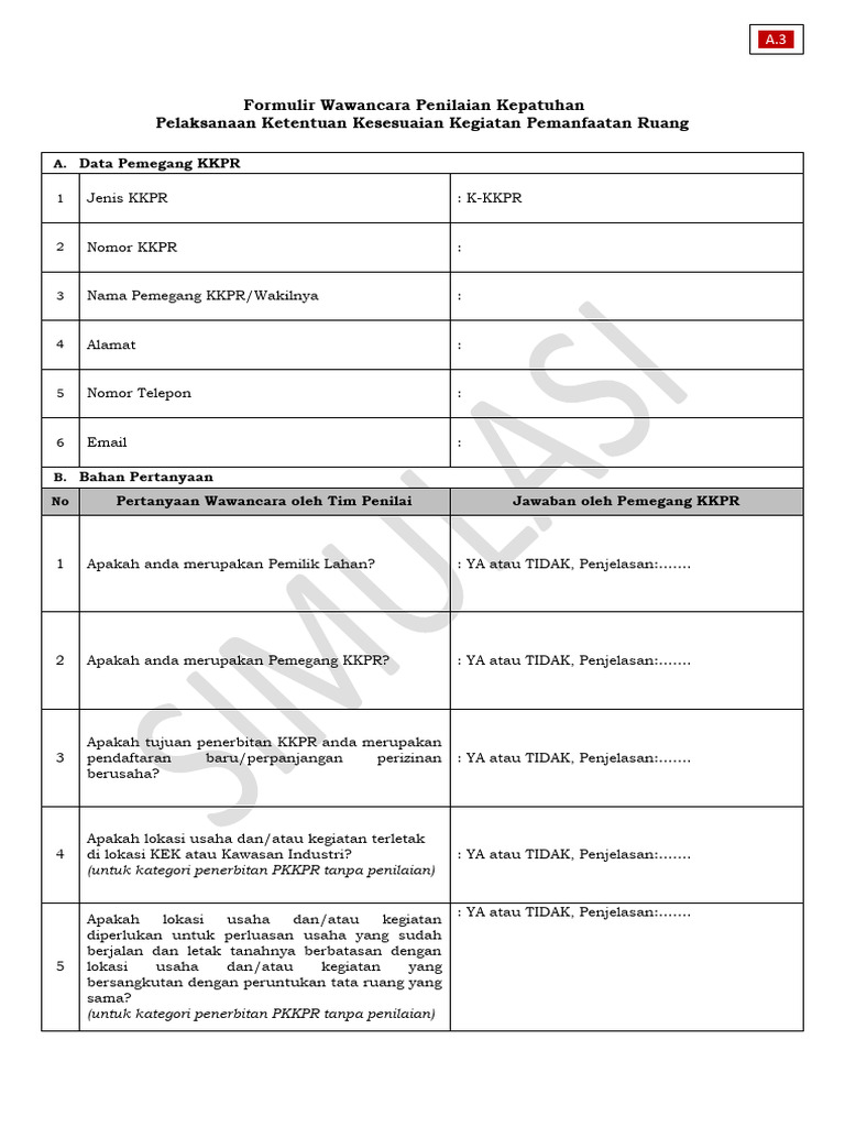 Formulir Wawancara Penilaian Kepatuhan | PDF