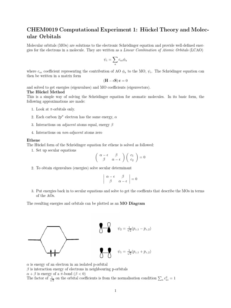 Huckel Theory Lab Manual | PDF | Molecular Orbital | Physics