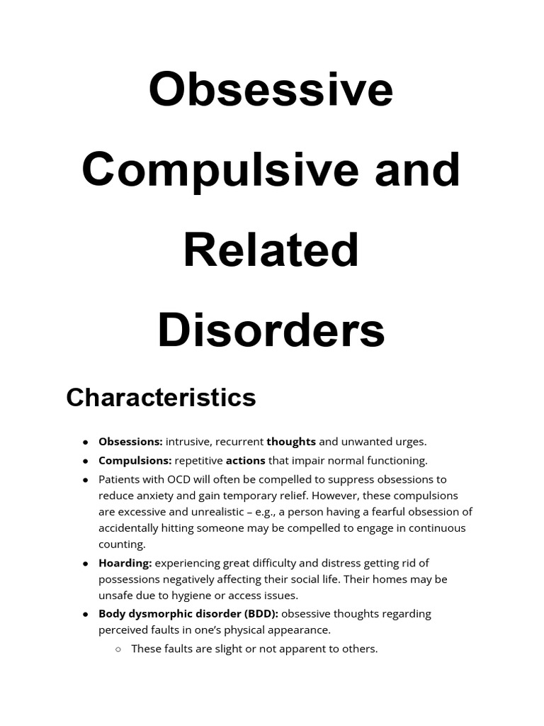 Understanding Obsessive-Compulsive Disorders | PDF | Obsessive–Compulsive Disorder | Cognitive ...