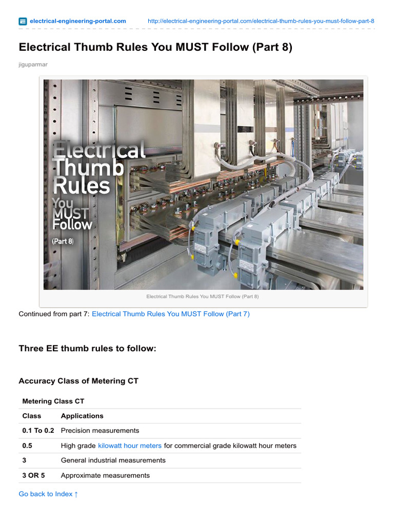 Electrical Thumb Rules You MUST Follow Part 8 | PDF | Relay | Accuracy ...
