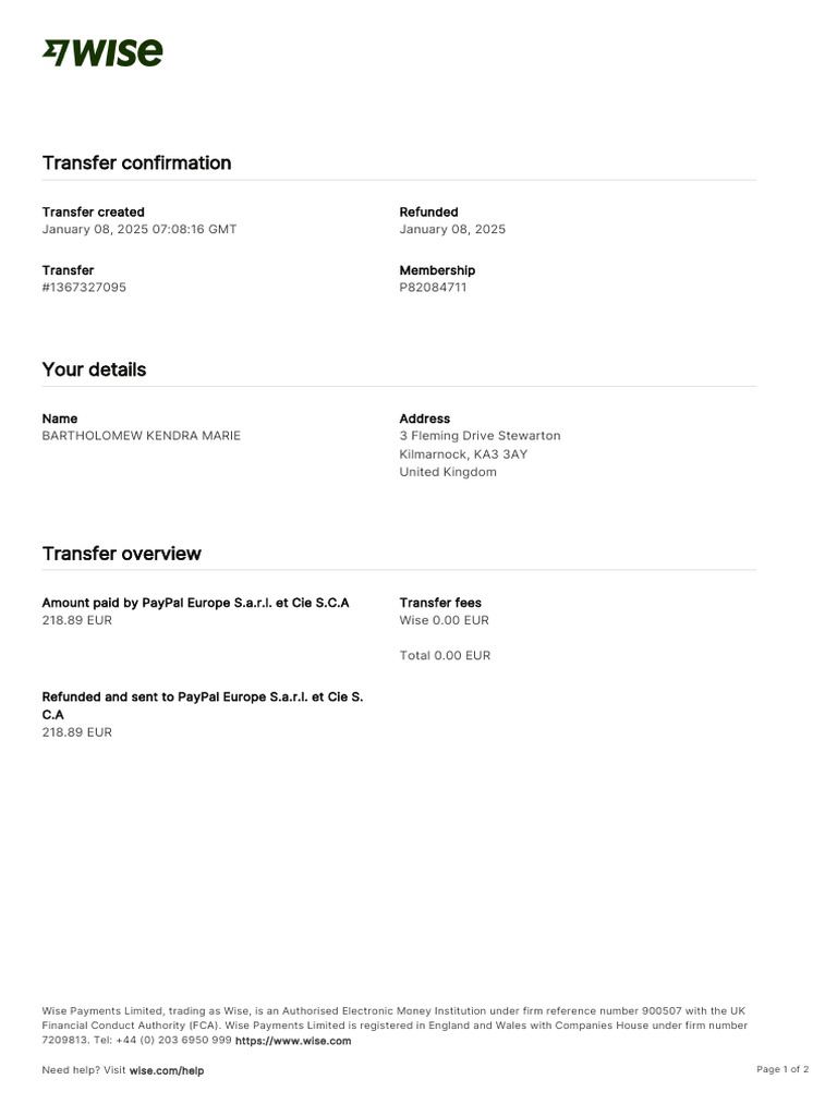 Wise Transaction Invoice Transfer 1367327095 4592886195 en | PDF