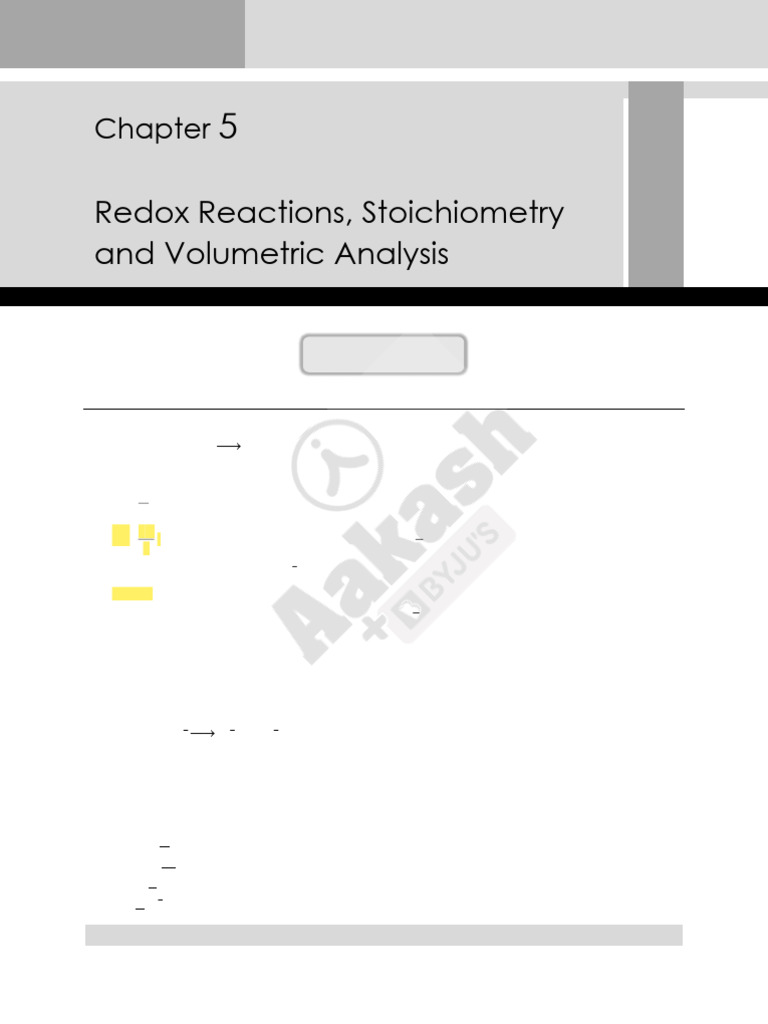 05. Redox Reactions, Stoichiometry and Volumetric Analysis | PDF ...