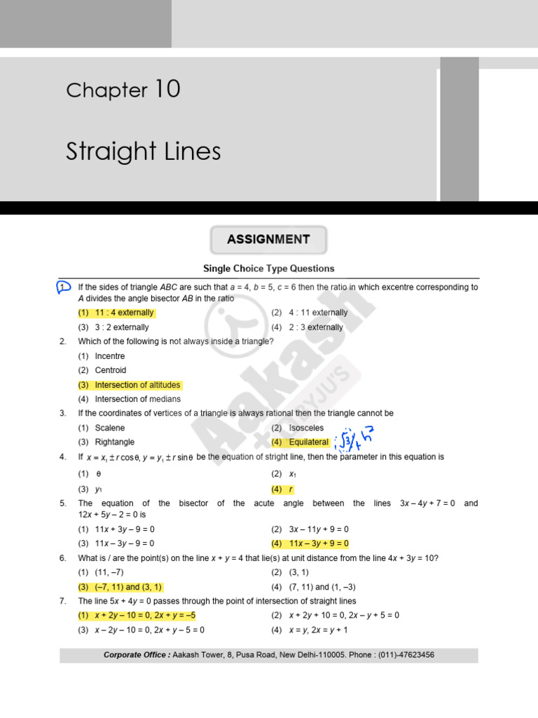 10. Straight Lines Final | PDF | Triangle | Triangle Geometry