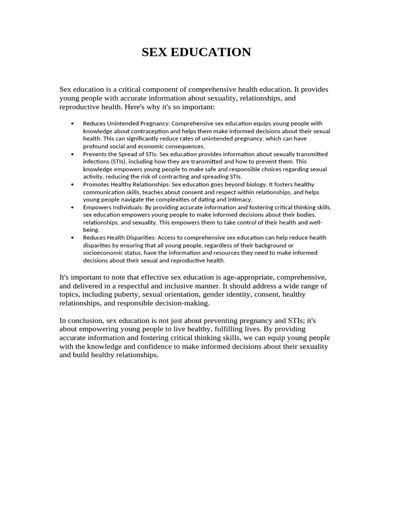Sex Education | PDF | Sex Education | Human Sexuality