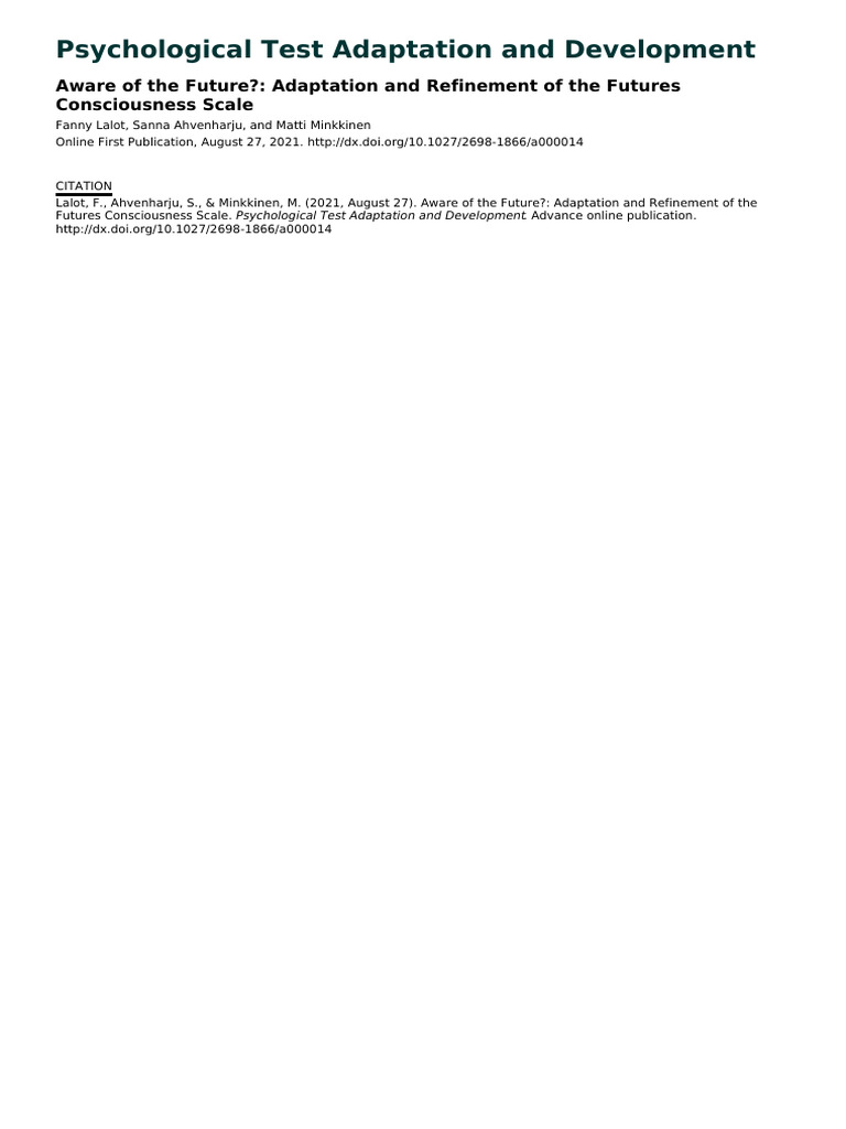 Test Adaptation Pdf Psychometrics Survey Methodology