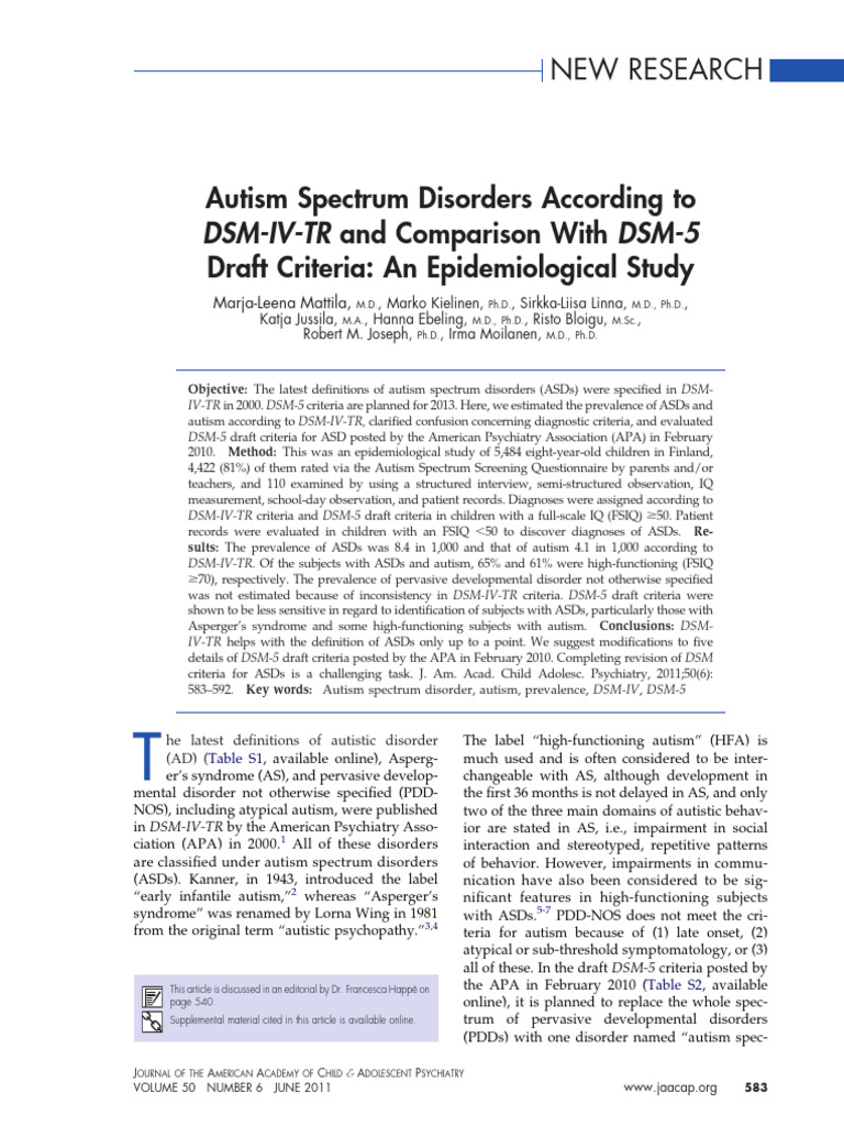 Autism Spectrum Disorders: DSM-IV vs DSM-5 | PDF | Autism Spectrum ...