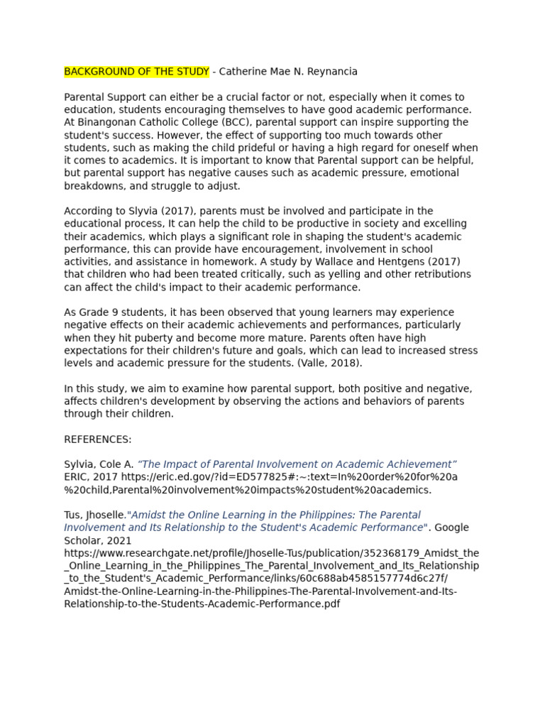 BACKGROUND OF THE STUDY Redo | PDF | Human Development | Behavioural Sciences