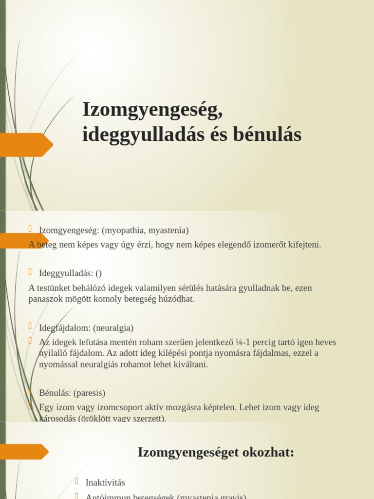 Izomgyengeség, Ideggyulladás És Bénulás | PDF