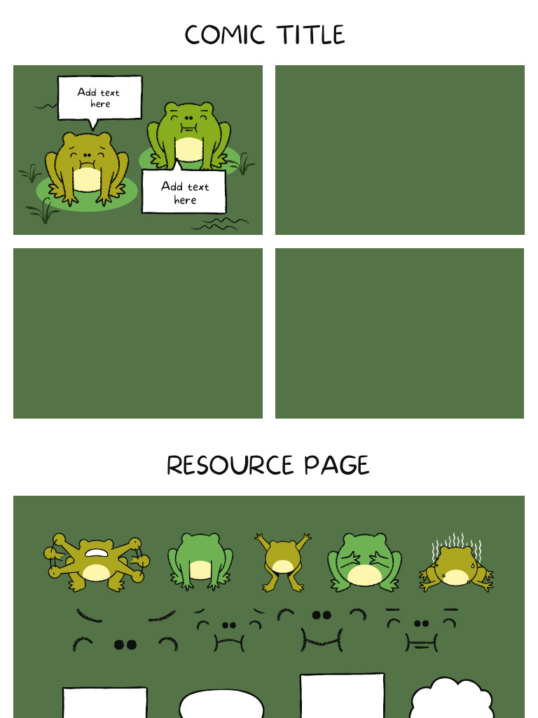 Green Frogs Animal 4 Panel Comic Strip | PDF