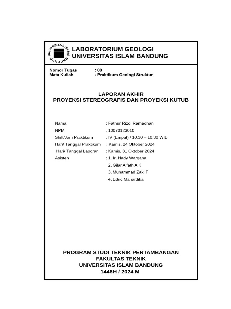 Laprak 4 - GeoStruk - Fathur Rizqi Ramadhan - 10070123010 | PDF