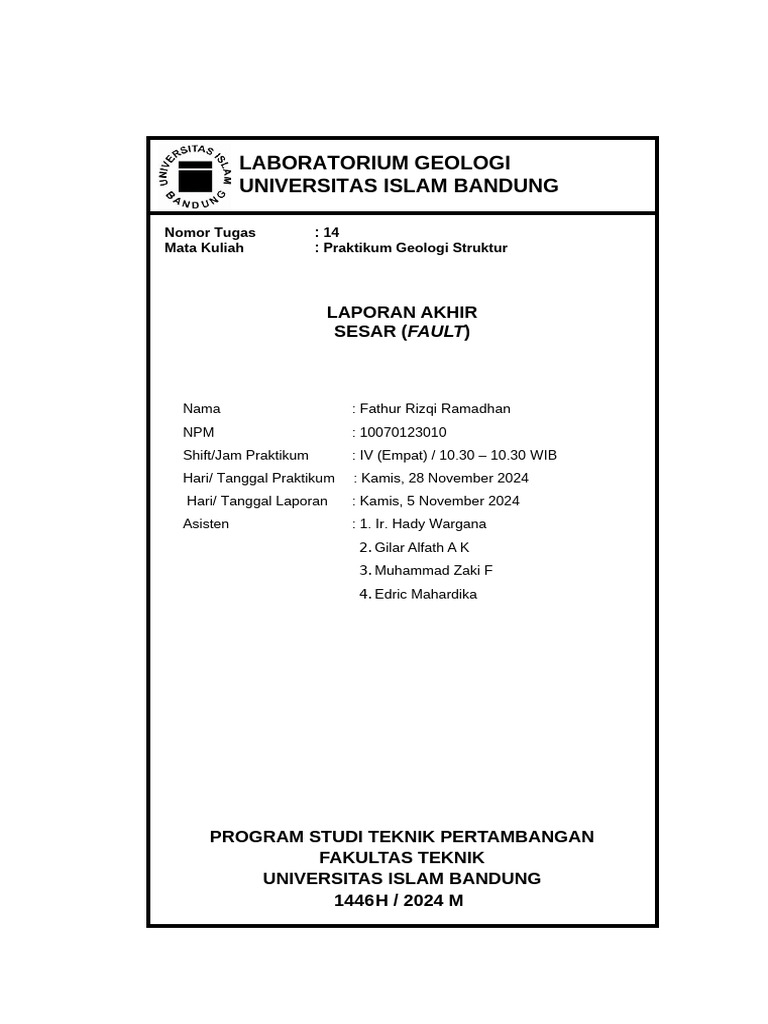 Laprak 7 GeoStruk Fathur Rizqi Ramadhan 100701230100 | PDF