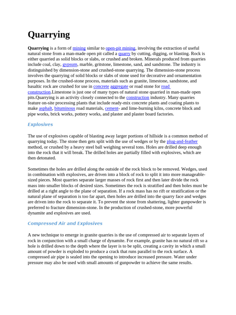 Quarrying 2 | PDF | Quarry | Concrete