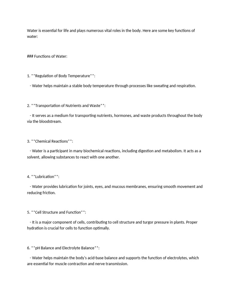 Water Is Essent | PDF