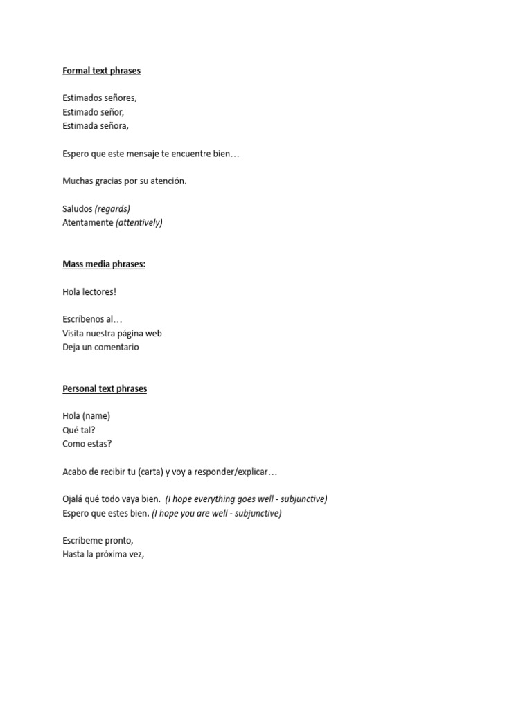 Text Type Phrases | PDF