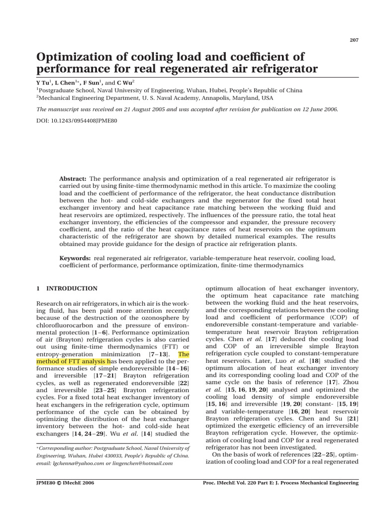 Optimization of Cooling Load | PDF | Heat | Refrigeration