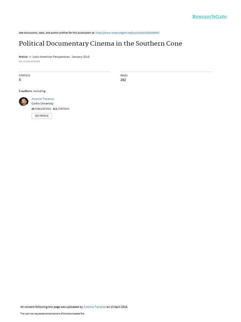 Political Documentary Cinema in The Southern Cone | PDF | Documentary ...