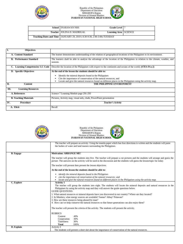 Understanding the Philippine Environment | PDF | Teachers | Learning