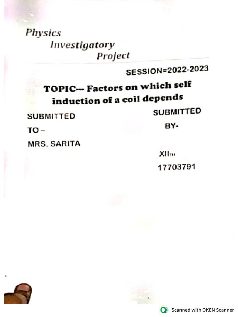Physics Project On Self Inductance | PDF