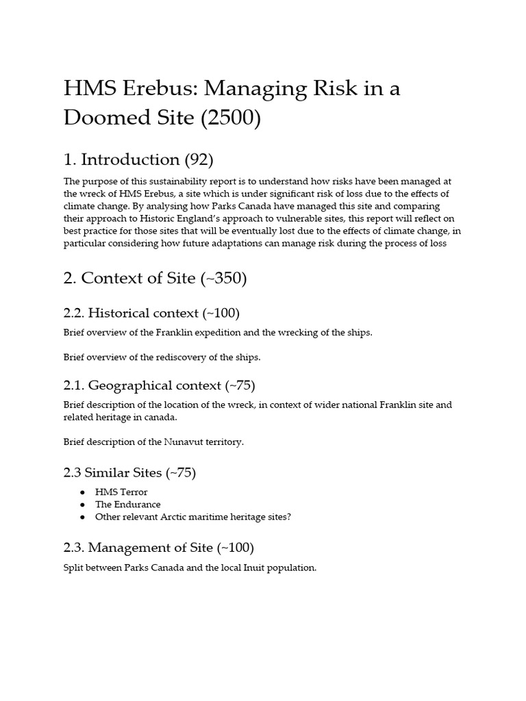 Sustainable Conservation Challenges - HMS Erebus | PDF | Natural ...