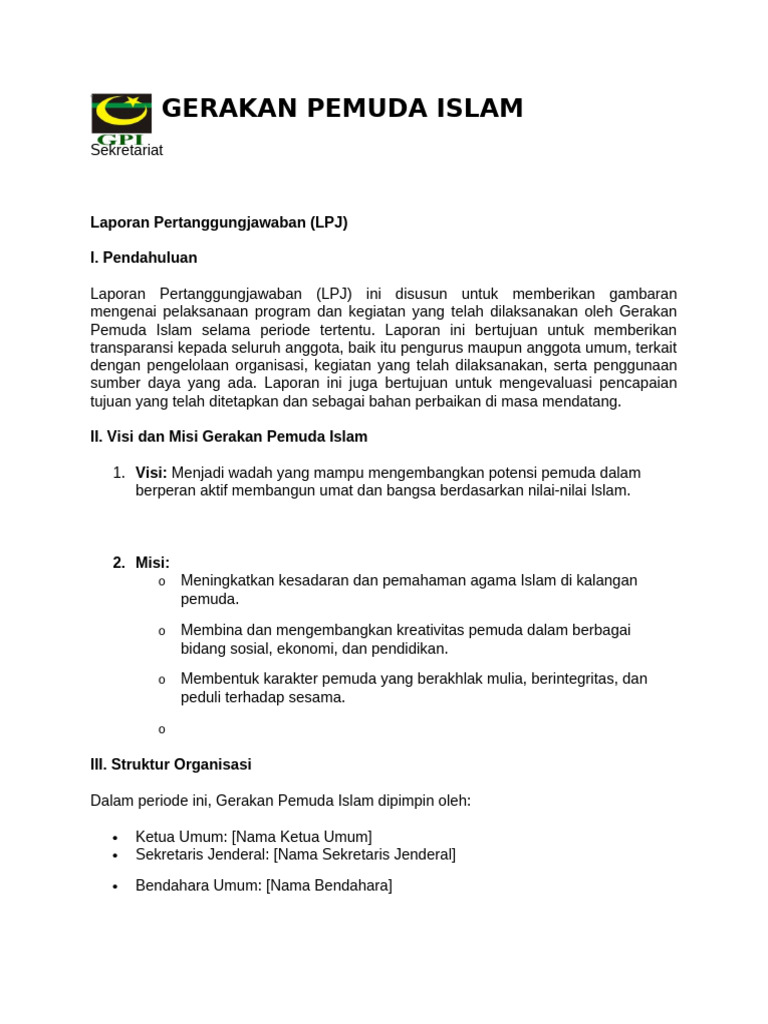 LPJ Gerakan Pemuda Islam 2023 | PDF