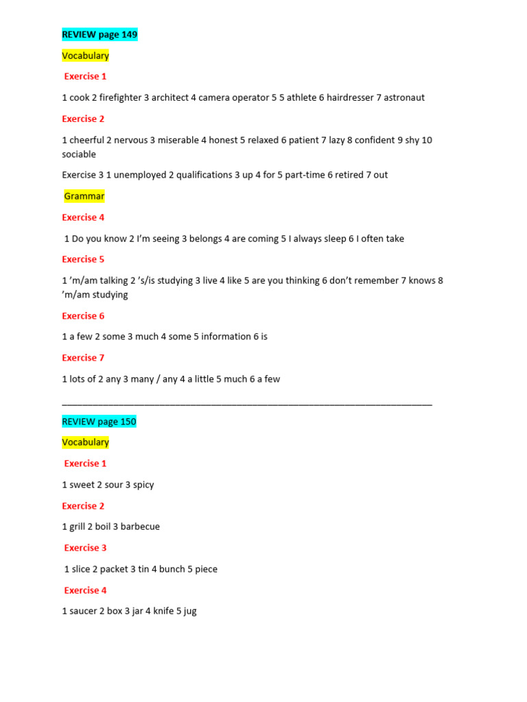 l0rV30ob6aJ-Student's Book Review Pages Answers - Attach | PDF