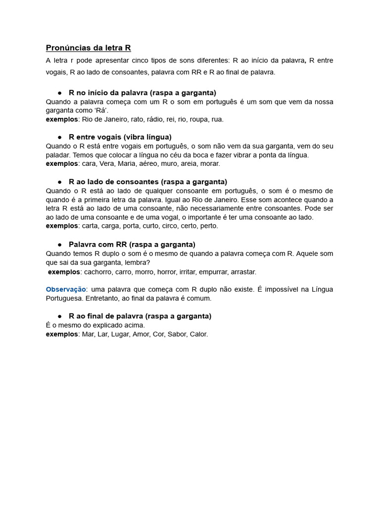 Sons do R em Português: Guia Completo | PDF