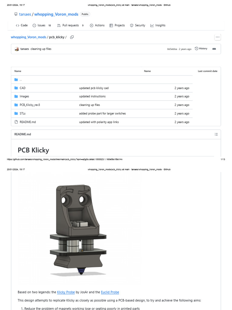 0C - KLICKY PROBE - Whopping_Voron_mods_pcb_klicky at Main · Tanaes_whopping_Voron_mods · GitHub ...