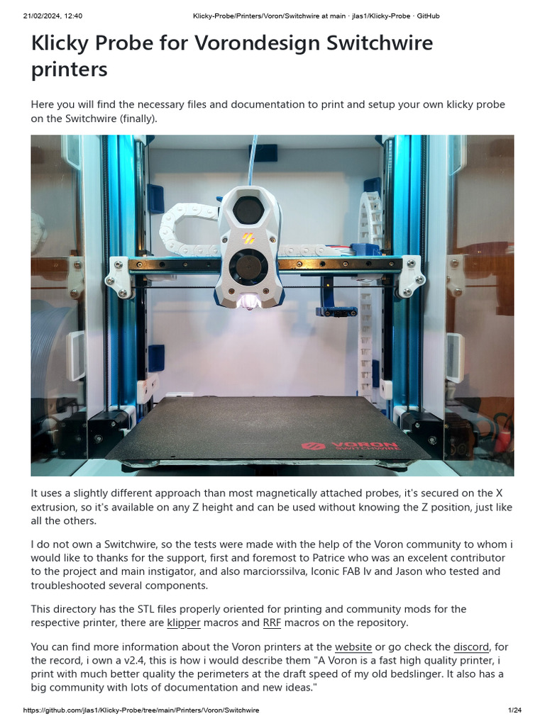 0D - Klicky-Probe Com Voron - Switchwire - Servo Docking | PDF | Manufactured Goods
