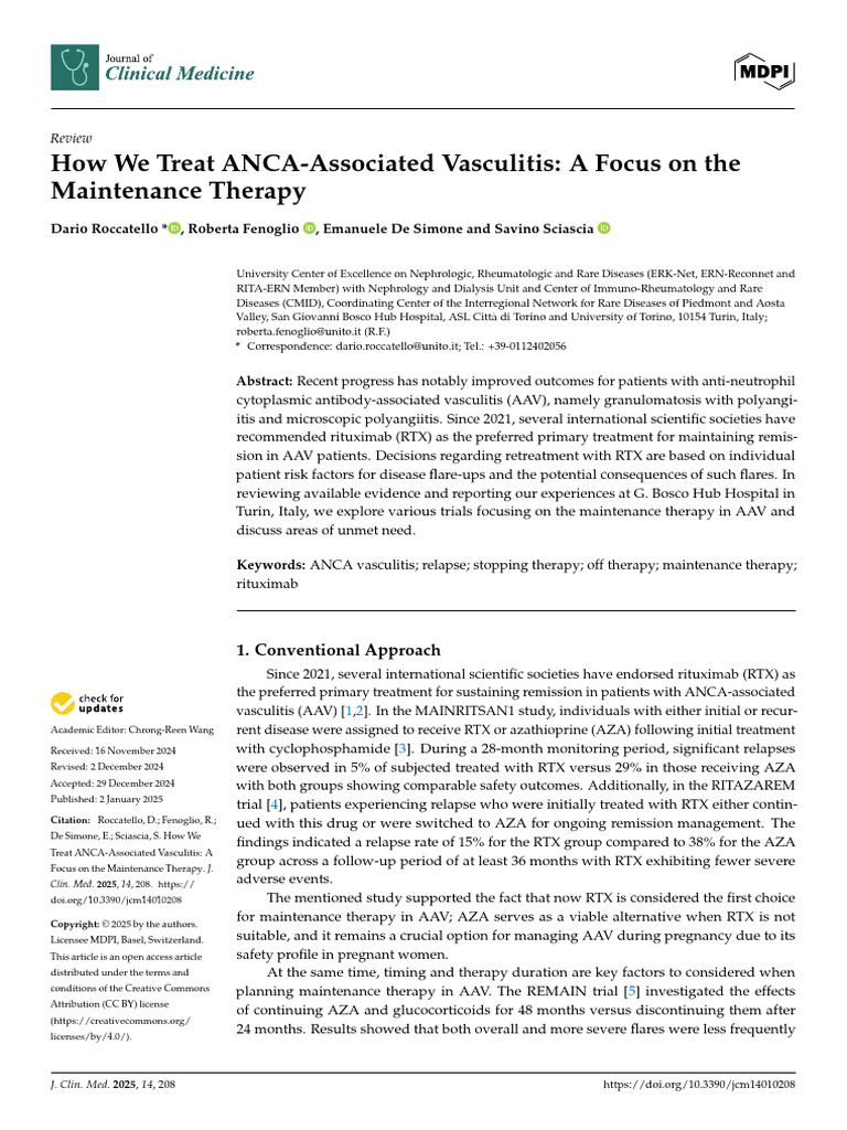 ANCA-Associated Vasculitis A Focus On The Maintenance Therapy | PDF ...