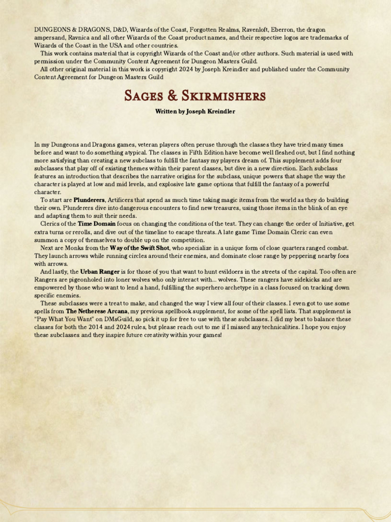 Sages & Skirmishers | PDF | Dungeons & Dragons | Gary Gygax Games