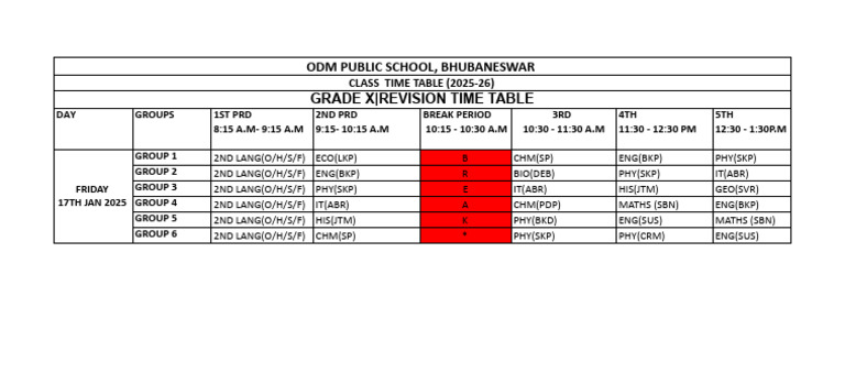 Revision_grade x Revised Time Table. 2024 - 15th to 31st Jan 2025 (4) | PDF