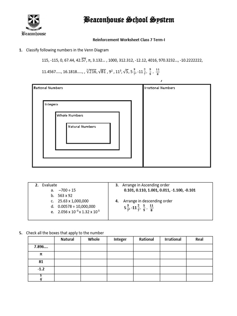Math Reinforcement Worksheet | PDF | Numbers | Elementary Mathematics