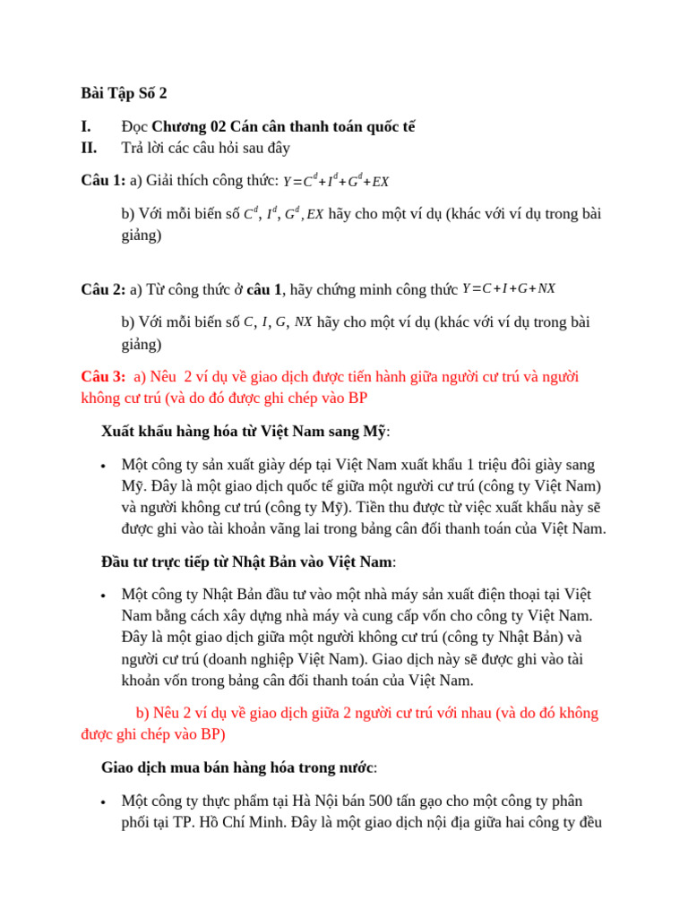 Chương 02 Cán cân thanh toán quốc tế TCQT | PDF