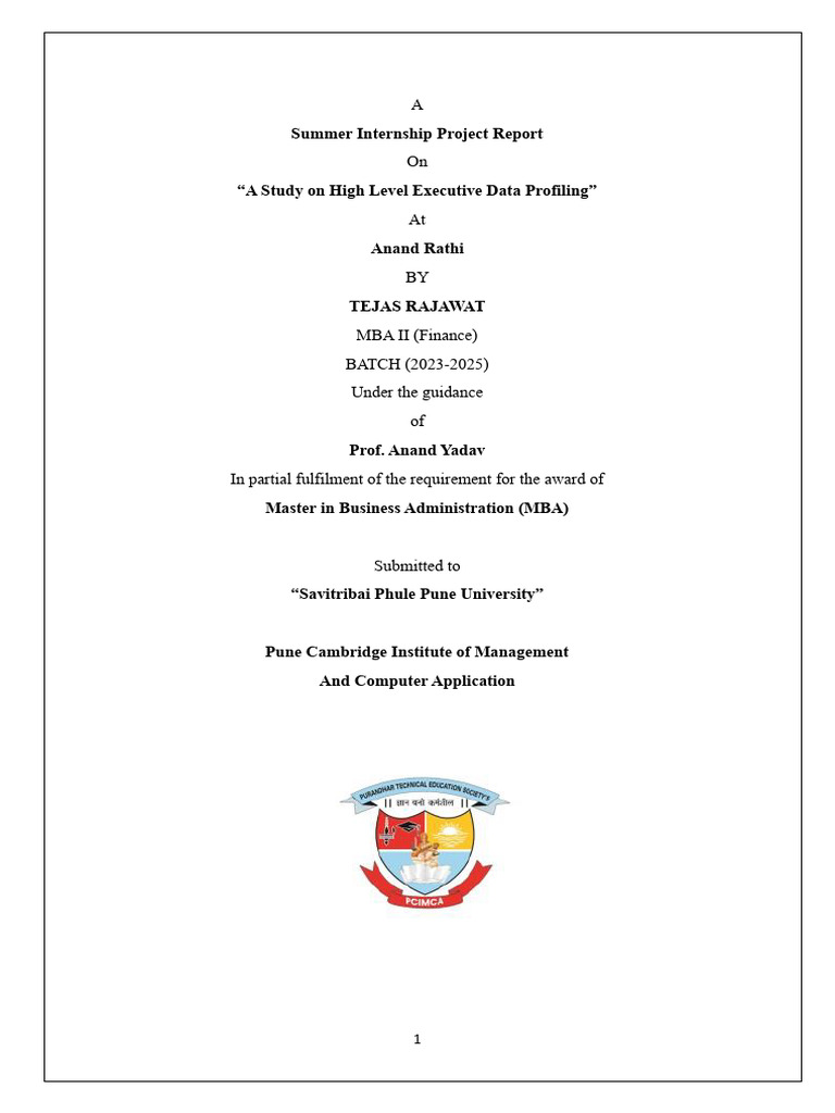 Tejas Sip Project Final 2 | PDF | Linked In | Investing