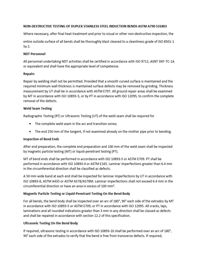 Non-Destructive Testing of Duplex Stainless Steel Induction Bends Astm ...