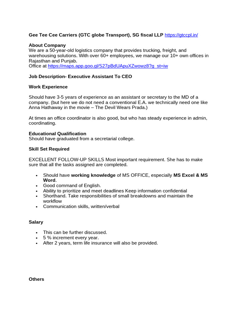 EA Job Description | PDF