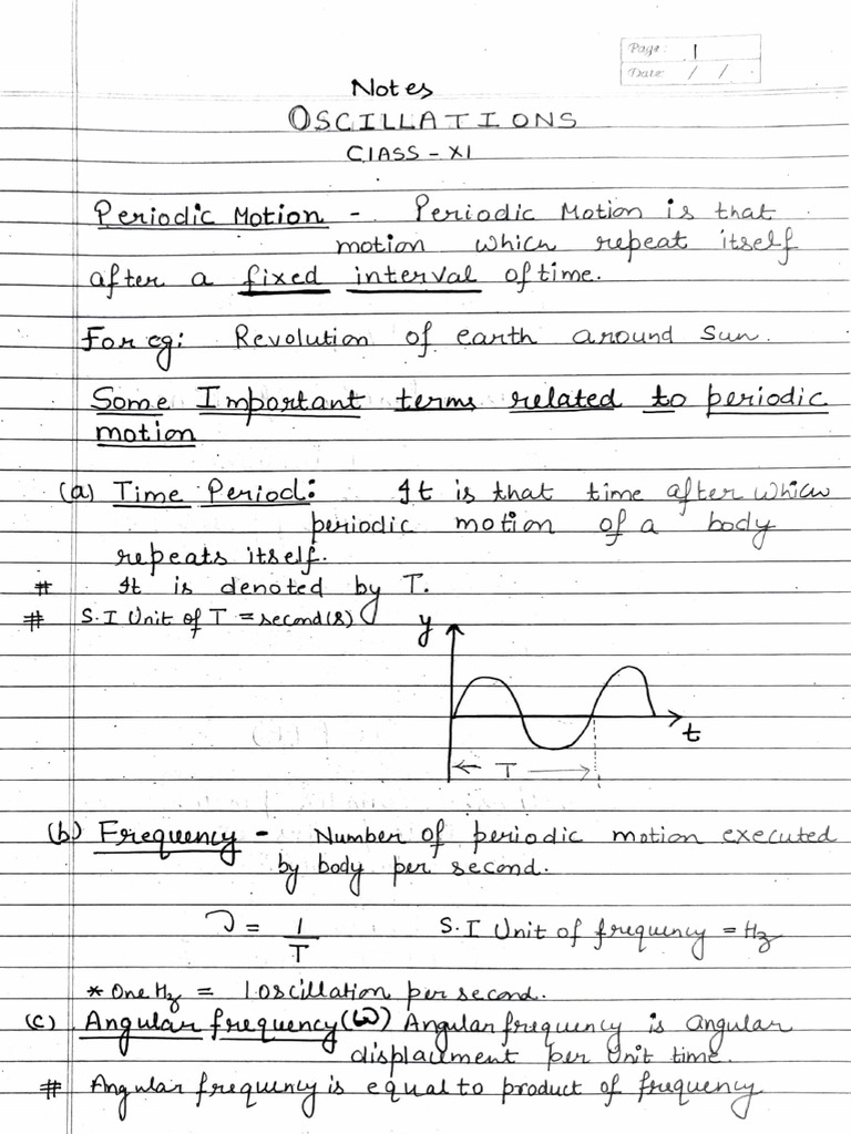 CLASS - XI, Oscillations Notes | PDF