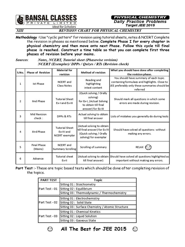01 Revision Chart 13th Physical Chemistry (E) | PDF | Phase (Matter ...