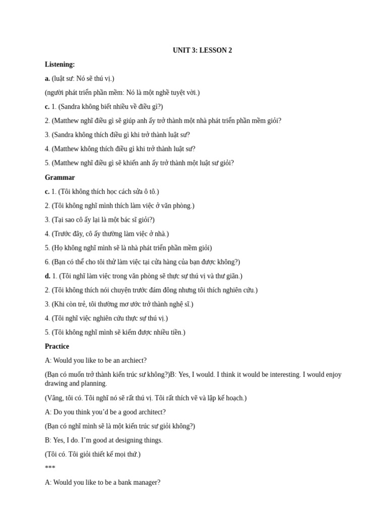 UNIT 3 Lesson 2 | PDF