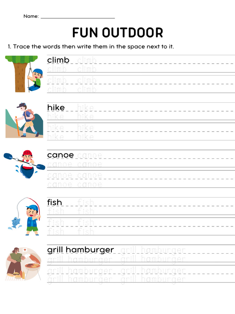 Fun Outdoor Activities Worksheet | PDF