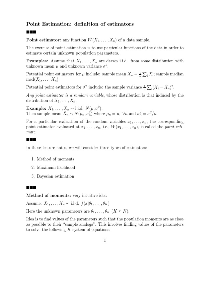 Point Estimation: Definition of Estimators | PDF | Estimator ...