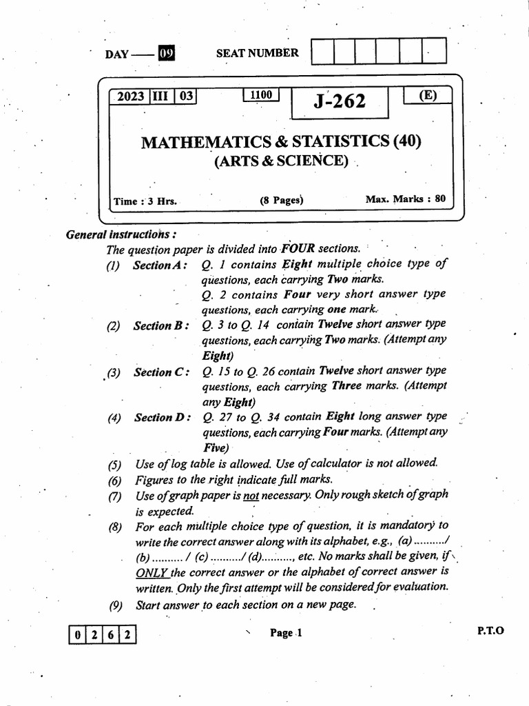 Mathematics & Stat 40 2023 | PDF