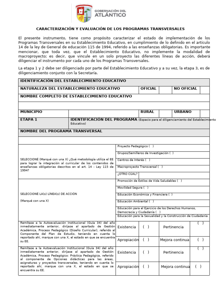 Caract y Eval Proyectos Pedagogicos-Transversales | PDF | Pedagogía | Evaluación