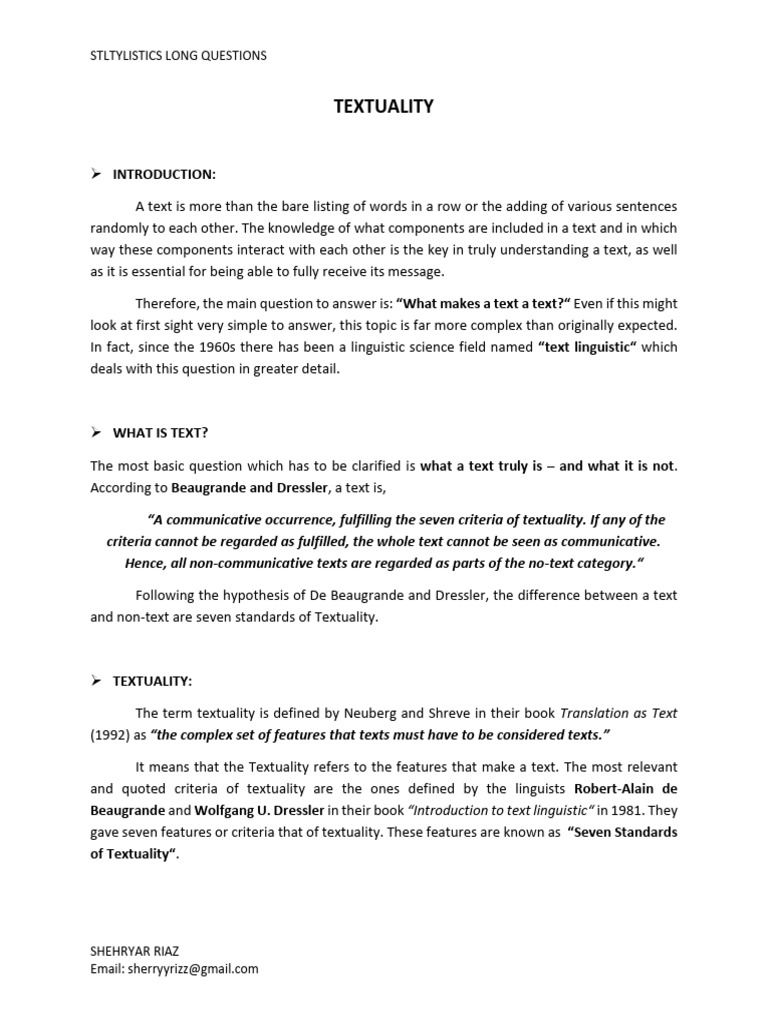 S - Textuality | PDF | Knowledge | Linguistics