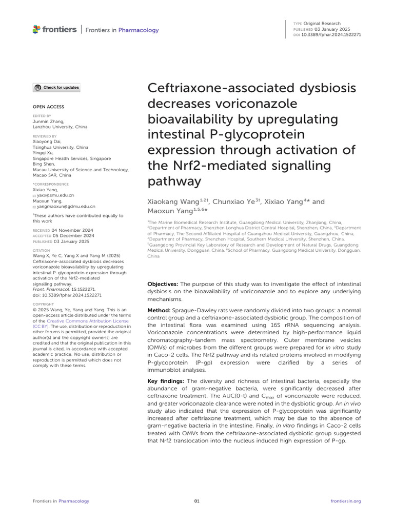 Ceftriaxone Dysbiosis and Voriconazole Bioavailability | PDF ...