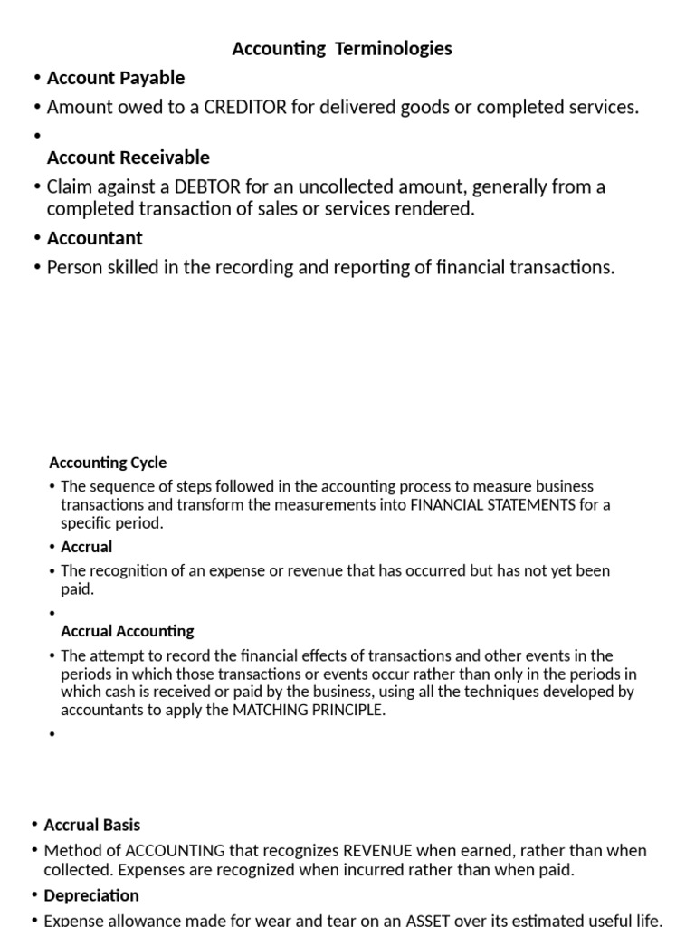 Accounting Terminologies (1) | PDF | Audit | Debits And Credits
