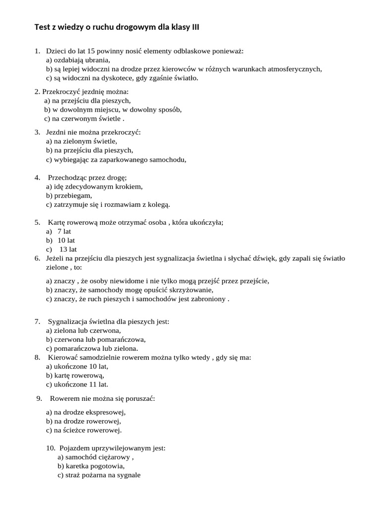 Test BRD kl.3 | PDF