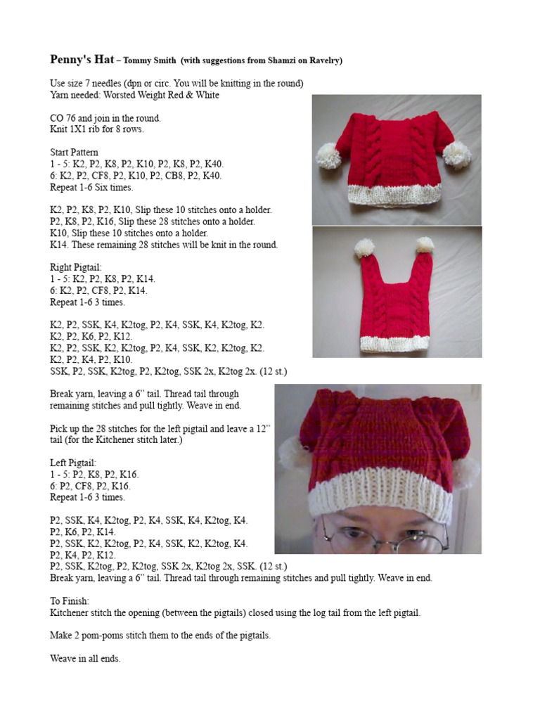 Knit Penny's Hat with Pigtails Pattern | PDF