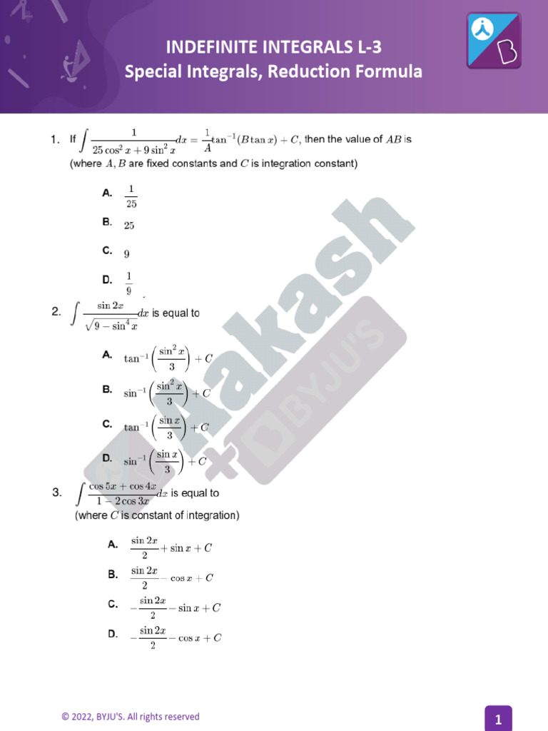 Indefinite-Integration-L3-Rankers-Batch | PDF
